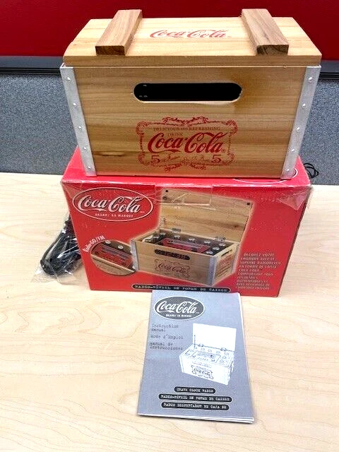 NEW RETIRED COCA-COLA Wood Crate FM AM Digital Alarm Clock Radio NIB ...