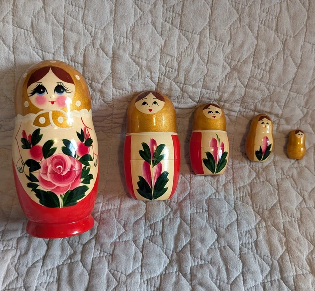 RUSSIAN DOLL 5-PIECE Nesting Set - Bought in Russia - Hand Painted ...