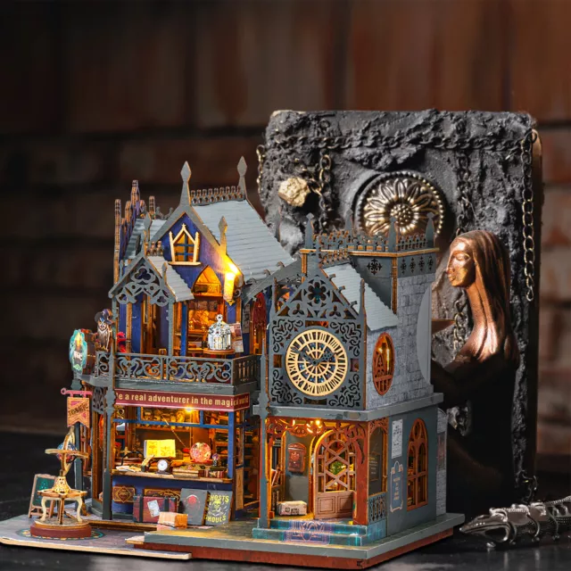 DIY 3D WOODEN Dollhouse 1:24 Scale Miniature Building Kit w/ LED Light ...