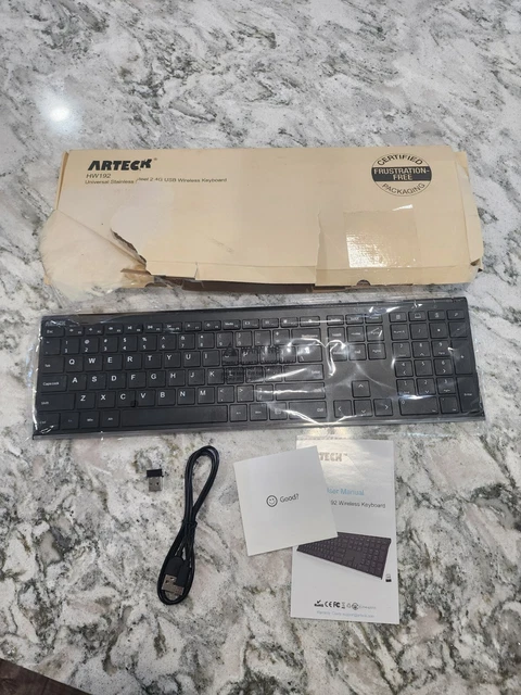 ARTECK 2.4G WIRELESS Keyboard Stainless Steel Ultra Slim /w Number Pad ...