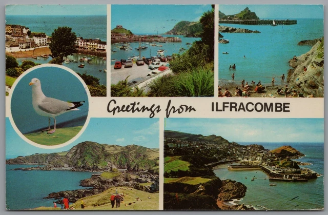 MULTIVIEW OF GREETINGS from Ilfracombe Devon England Postcard Postmark ...