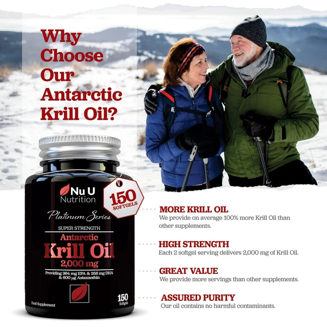 ANTARCTIC KRILL OIL Super Strength 2000mg 150 Softgels Capsules with ...