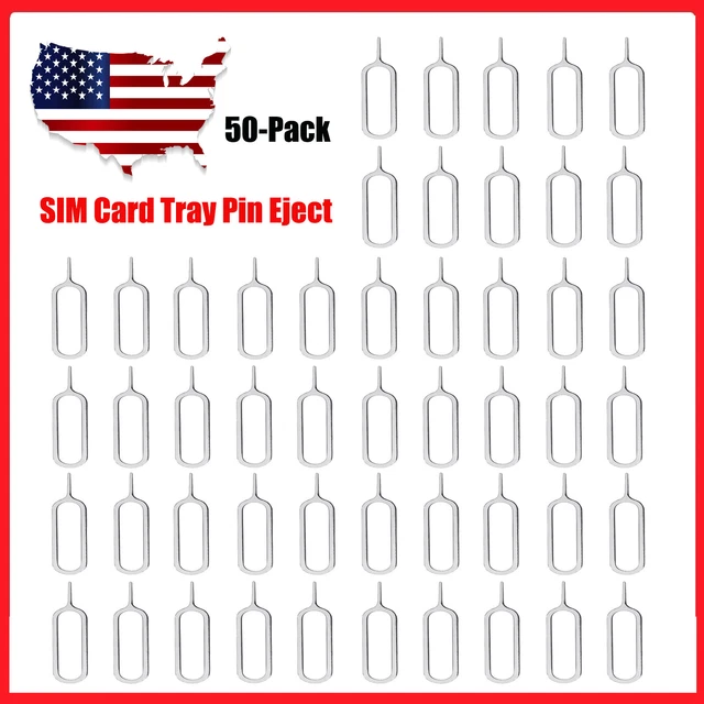 50-PACK SIM CARD Tray Remover Eject Ejector Pin Open Key Tool DIY for ...