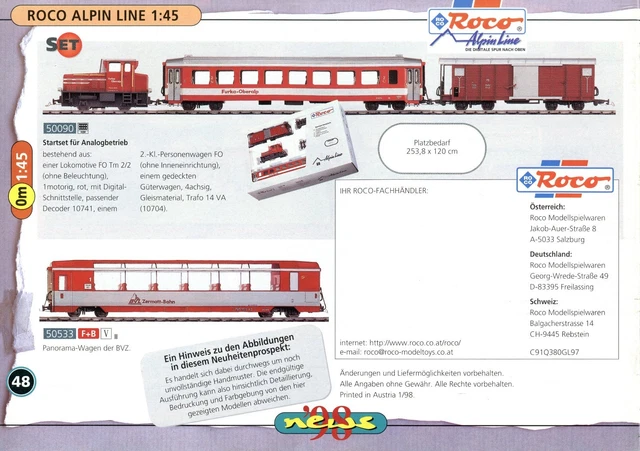 ROCO MODELLEISENBAHNEN PROSPEKT 1998 Modellbahn brochure model railway ...