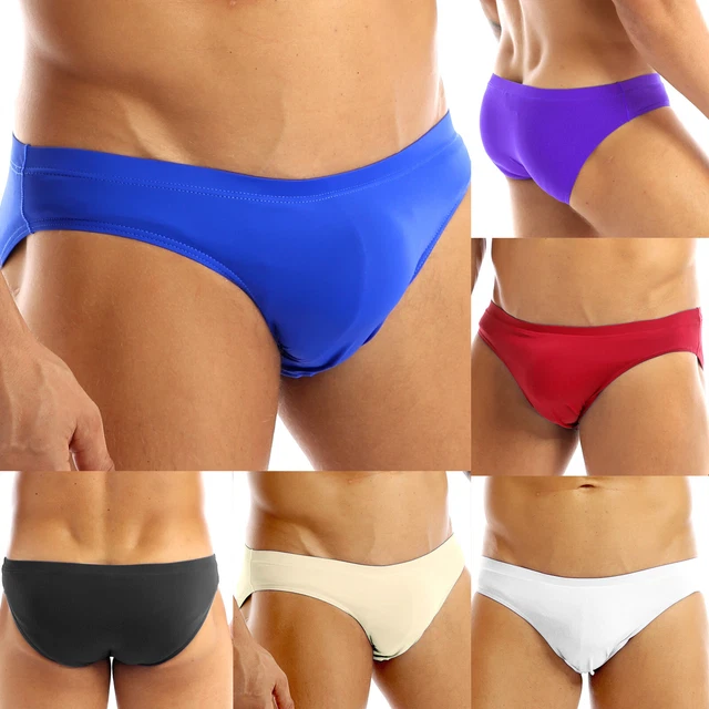 Mens Ice Silk Underwear Breathable Bikini Briefs Stretchy Bulge Pouch