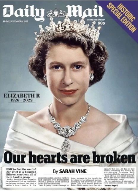 DAILY MAIL UK NEWSPAPER QUEEN ELIZABETH II DEATH 1926-2022 - SEPTEMBER ...