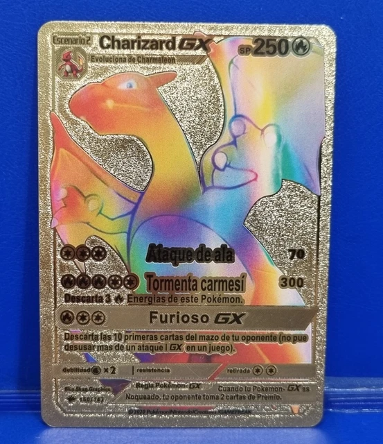 CARD CARTA TARJETA Pokemon Charizard GX Escenario 2 SP250 Oro Gold ...
