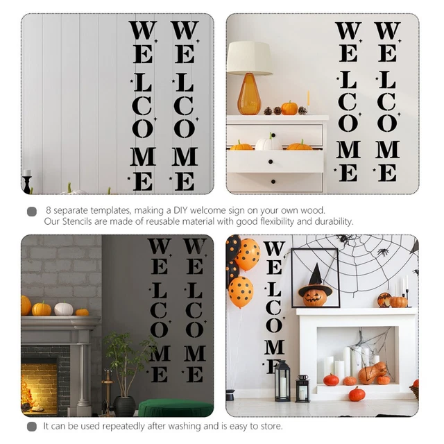 8PCS CREATIVE WORD Stencils Template Large Letters Welcome Hollow ...