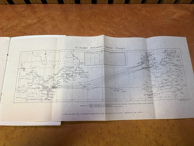 1930 VINTAGE RMS Mauretania Atlantic Track Chart Passenger List Cunard ...