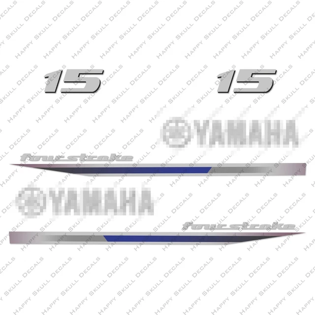 YAMAHA 15HP FOUR Stroke Outboard Engine Decals Sticker Set reproduction ...
