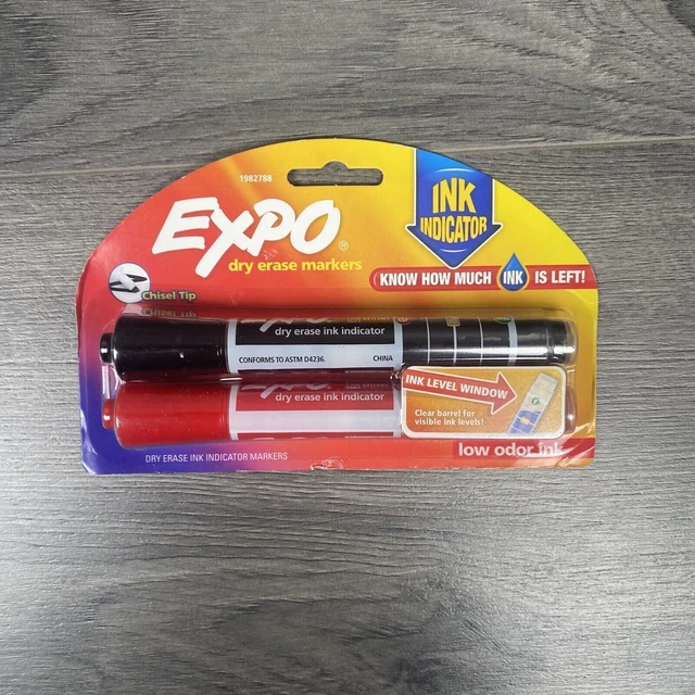 EXPO DRY ERASE Markers with Ink Indicator, Chisel Tip, 2 Pack Red Black ...