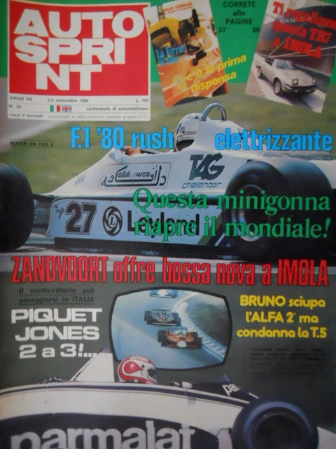 AUTOSPRINT 36 1980 1 dispensa 'La Ferrari in tuta'. Piquet - Jones: 2 a ...