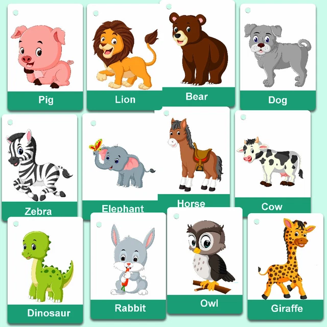 CHILDREN'S ANIMALS FLASH Cards Kids Educational Pre School Learning ...