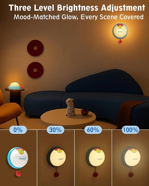 RECHARGEABLE BELL NIGHT Light, 3 Level Dimmable Wall Light with 6 ...