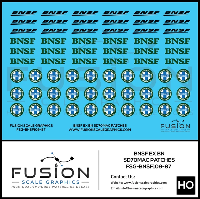 Ho Scale Bnsf Ex Bn Emd Sd70mac Locomotive Patching Decal Set £10 32