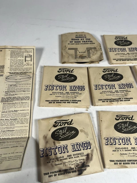 NOS FORD PISTON Rings 81AS-6149-D .060 Oversize Set fo 8 $55.89 - PicClick CA