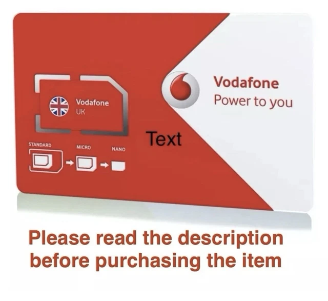 VODAFONE UK PRELOADED 4G/5G SIM Prepaid £25.38 - PicClick UK