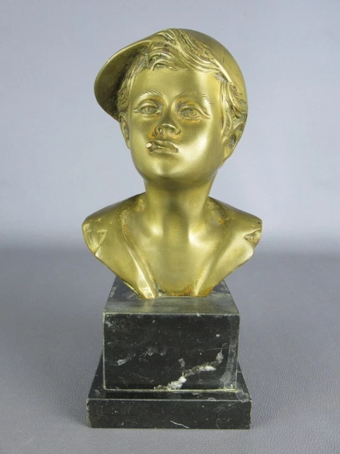 STATUE SCUGNIZZO BRONZE Büste De Martino Giovanni Junge Mit Zigarette ...