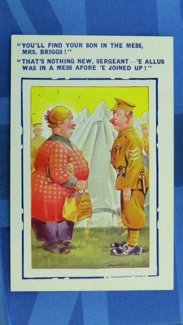 WW2 BAMFORTH MILITARY Comic Postcard 1940's Army Camp Mess Sergeant ...