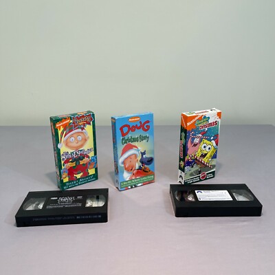 NICKELODEON CHRISTMAS VHS LOT Spongebob Squarepants Doug Rugrats Santa ...