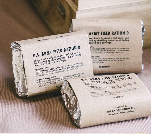 1940S-WW2-HISTORICAL FLAVOUR-AMERICAN MILITARY D BAR Ration Chocolate 3 ...