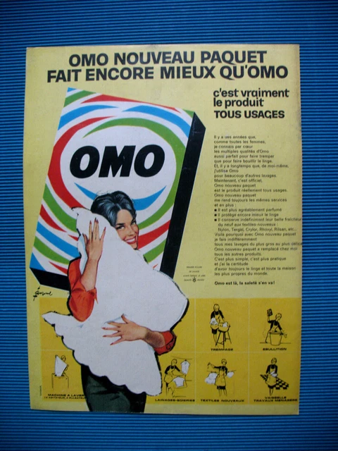 PUBLICITE DE PRESSE Omo Lessive Illustration Pierre Couronne French Ad ...