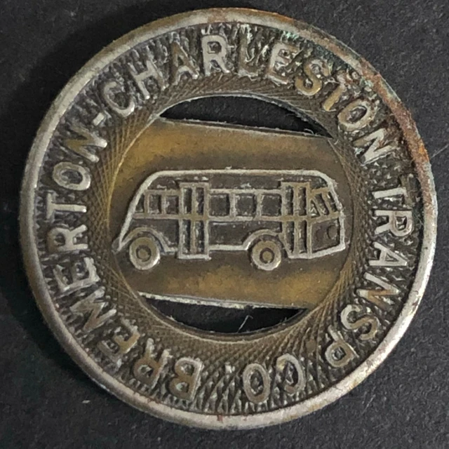 VINTAGE 16MM BREMERTON - Charleston Transp. "G/F One Fare" Brass Token ...