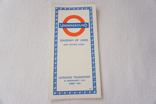 1965 LONDON TRANSPORT Underground Map Diagram of Lines Tube Ref 165 VGC ...