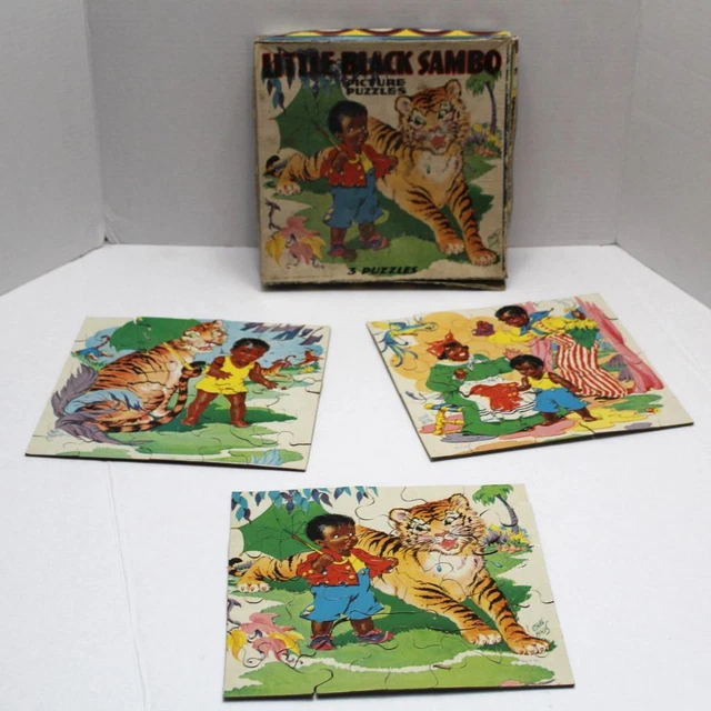 LITTLE BLACK SAMBO Box Set 3 Puzzles 1942 Ethel Hayes Saalfield Pub ...