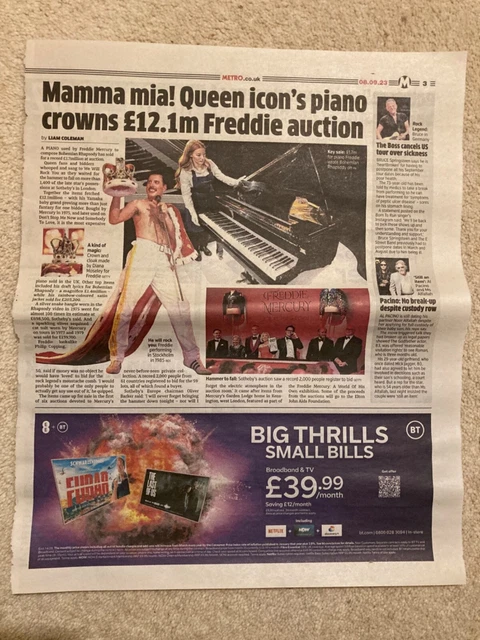 FREDDIE MERCURY QUEEN A World of His Own Sothebys Exhibition Metro newspaper EUR 1,13 - PicClick IT