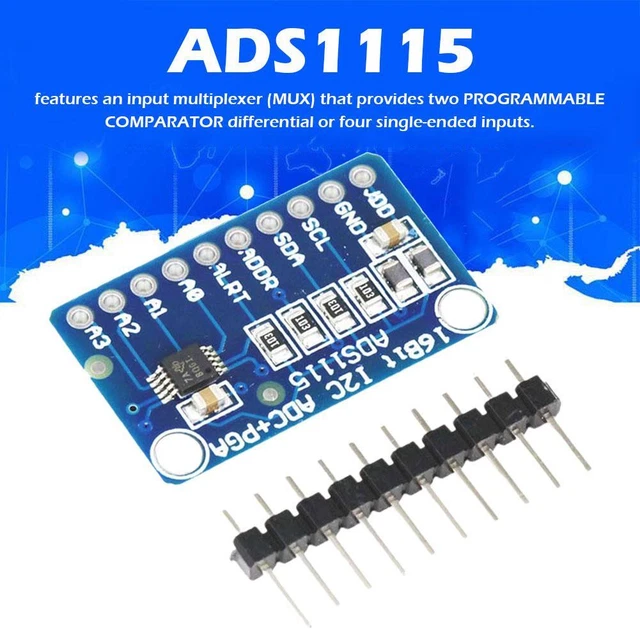 ADS1115 ADS1015 MODULE ADC 4 channel with Pro Gain -NEW Amplifier Blue ...