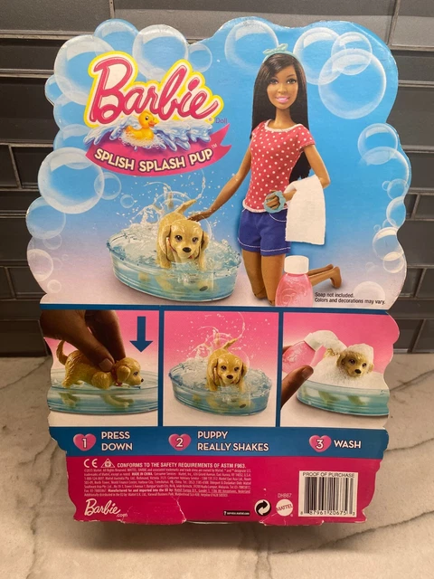 BARBIE SPLISH SPLASH Pup Doll Figure Set MIB Mattel Toy #DGY83 Puppy ...