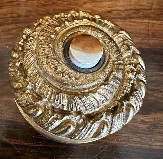 ANTIQUE SERVANT BELL Push Button Gilt Ormolu Electric Desk Call Button ...