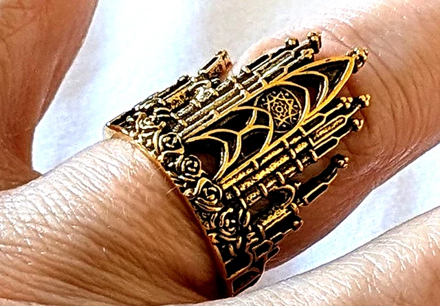 CASTLE GOLD RING Re Sizable Steam Punk Elegant Design Beautiful ...