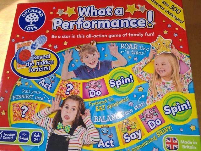 WHAT A PERFORMANCE Family Board Game by Orchard Toys Charades Sing ...