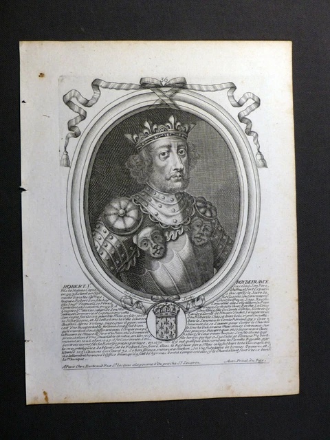 ENGRAVING PORTRAIT KING OF FRANCE Robert I Nicolas of Larmessin 1714 ...