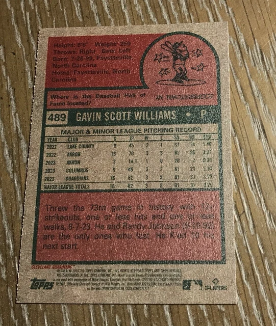 GAVIN WILLIAMS RC 2024 Topps Baseball Heritage 1975 Design #489 ...