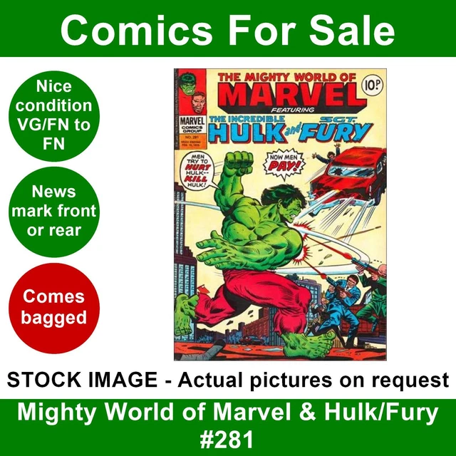 MIGHTY WORLD OF Marvel & Hulk/Fury #281 comic VG/FN 1978 Marvel UK EUR ...