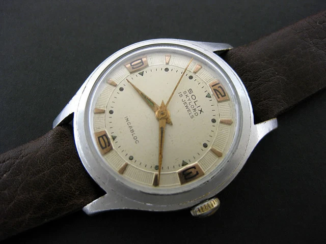 GENUINE VINTAGE SWISS Made Solix Skylord 15 Jewels Hand Winding Unisex ...