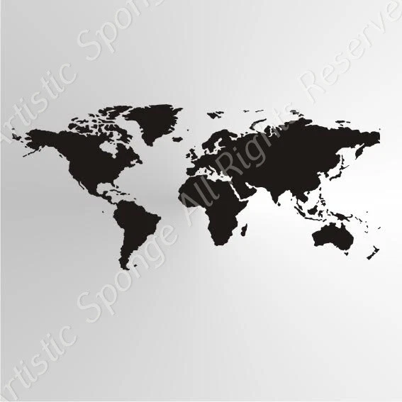 WORLD MAP BIG SIZES Reusable Stencil Wall Decor Travel Global Style ...