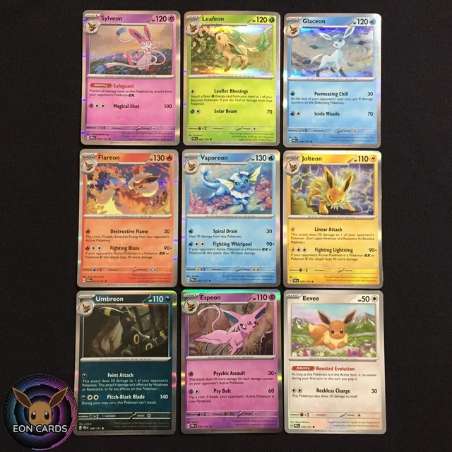 POKEMON EEVEE EVOLUTION Prismatic Evolutions Complete 9 Card Set NM ...
