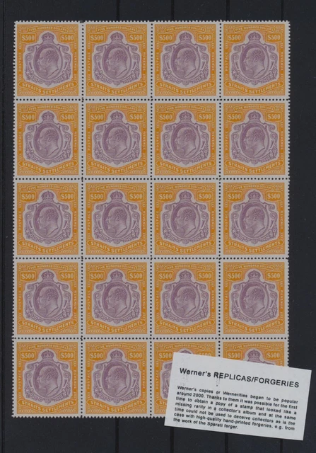 FORGERY - WERNER'S FORGERY/REPLICA of Straits Settlements 1906-12 KEVII ...