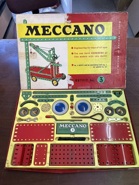 VINTAGE MECCANO OUTFIT 3 from 1961, 100% Complete in Original Box with ...