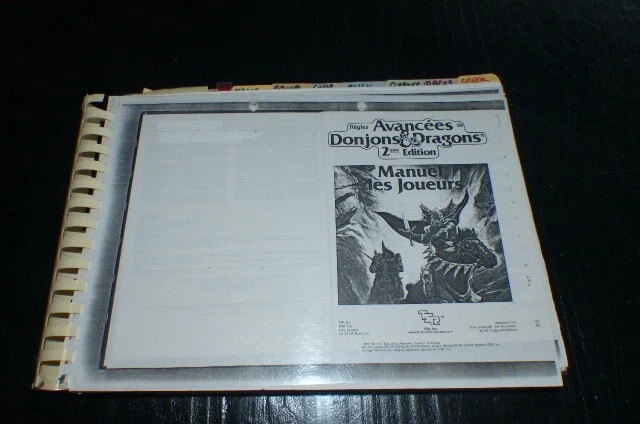 PHOTOCOPIE RÈGLES AVANCÉES DONJONS & DRAGONS Manuel des joueurs 2e édition 1989 EUR 19,90 ...