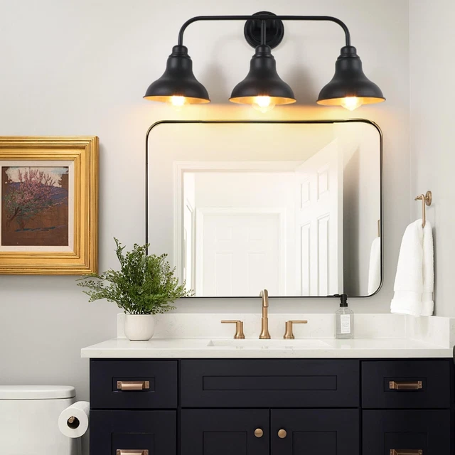 25& FARMHOUSE BATHROOM Vanity Light Fixtures, 3-Light Bathroom Light ...