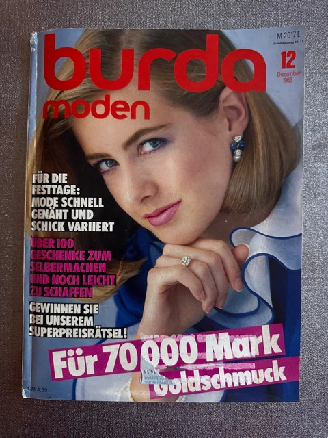 BURDA MODEN 1983 Dezember Nähen Stricken mit allen Schnittmustern und Anleitung EUR 1,00 ...