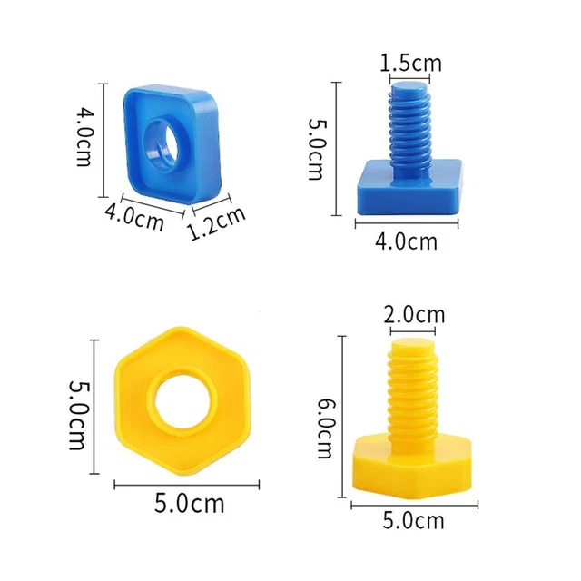 TOY EDUCATIONAL BUILDING Nut Shape Building Blocks Montessori Screw ...