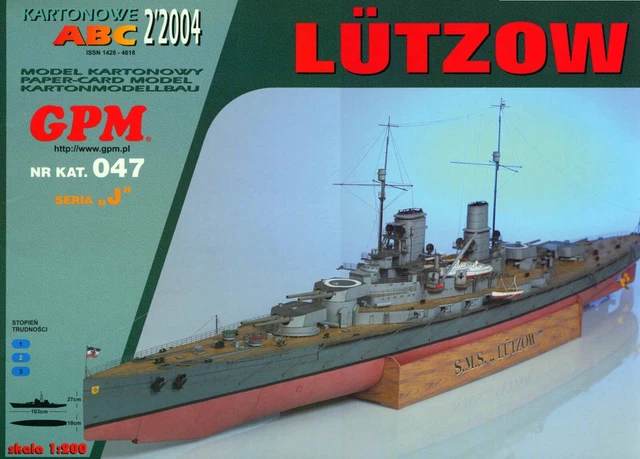 CARD MODEL KIT Paper Model Kit German Cruiser SMS Lützow Cut Out Model ...