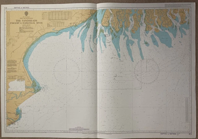 LARGE VINTAGE ADMIRALTY Map/Sea Chart Gulf of Honduras and Yucatan ...