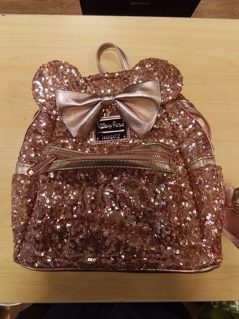 LOUNGEFLY DISNEY PARKS Exclusive Pink Minnie Mouse Sequin Mini Backpack ...